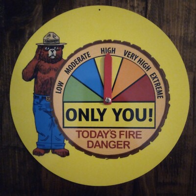 8" ROUND FIRE DANGER WARNING SIGN GAUGE ADJUSTS! SMOKEY BEAR U.S ...