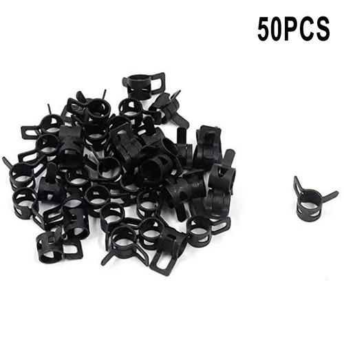 50 Pcs Spring Hose Clips Mini Hose Black Fixing Self Clamping Water ...