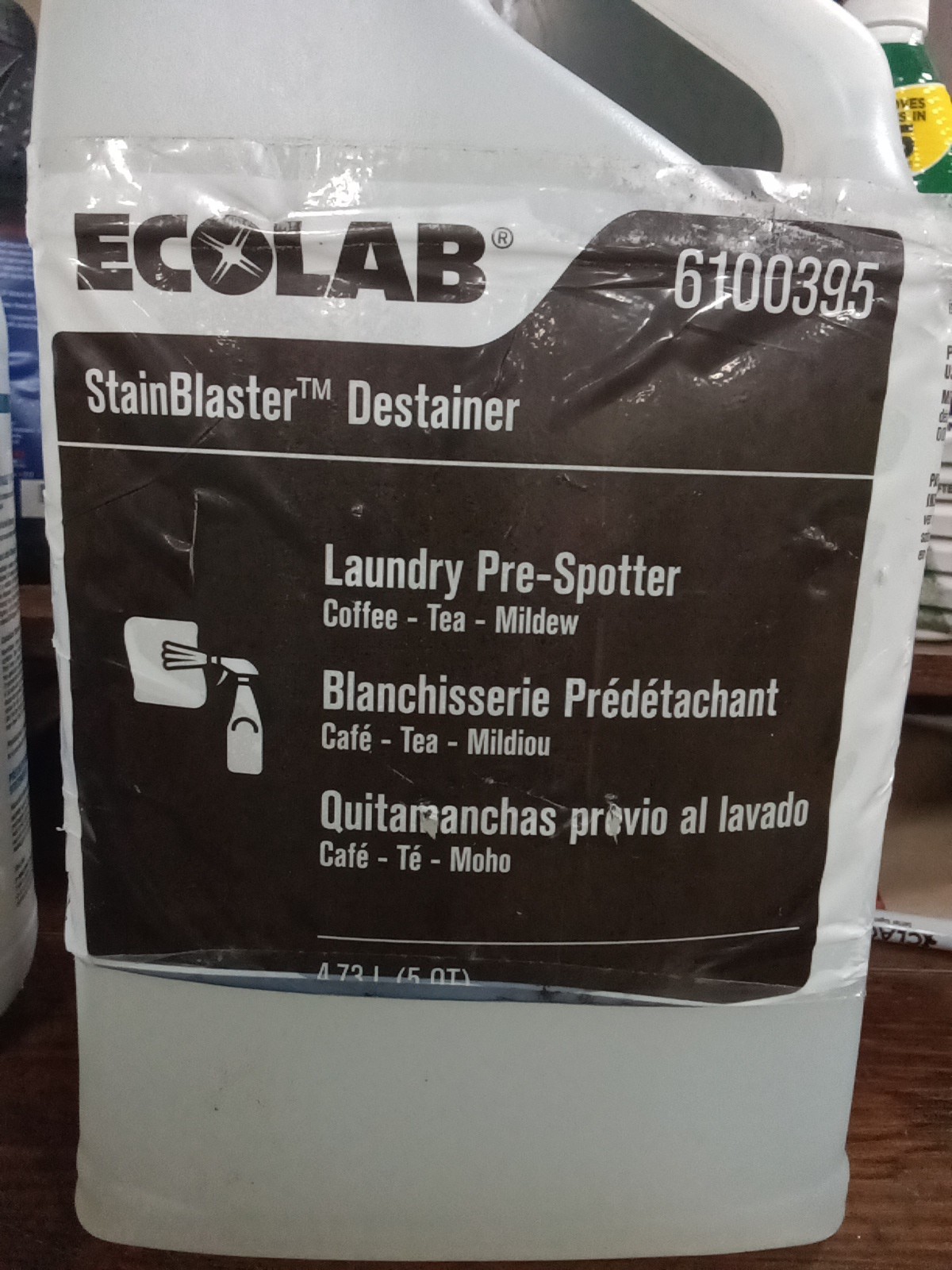 Ecolab StainBlaster Destainer Laundry Pre-Spotter 5 Quart, #6100395 159 ...