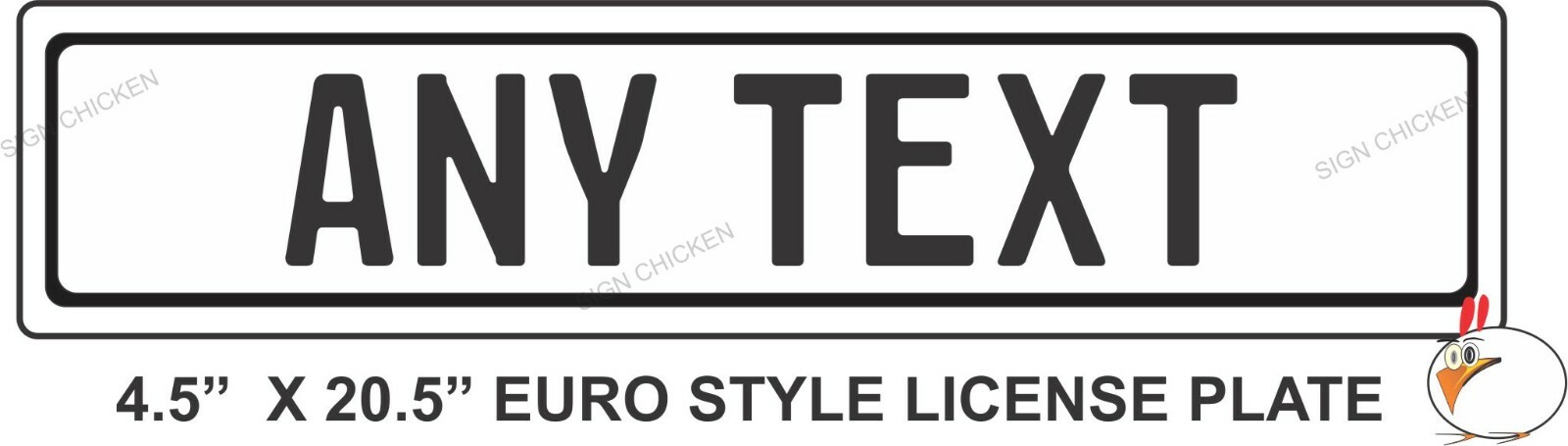 ALL WHITE European Aluminum License Plate, Custom Personalized, ANY ...