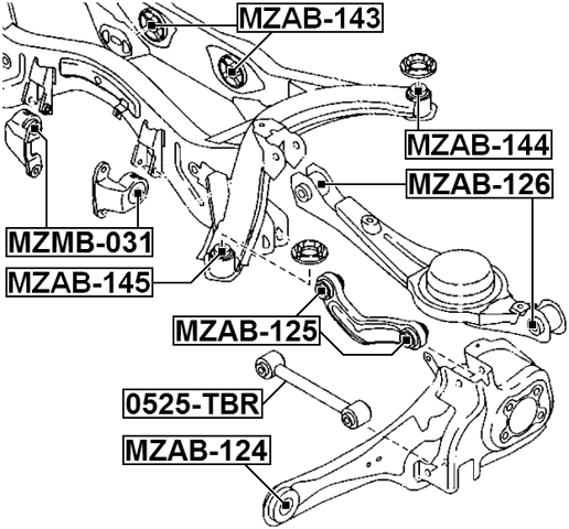 Arm Bushing Rear Suspension Febest MZAB-126 Oem TD11-28-300D | eBay
