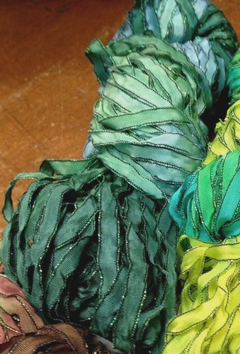 vintage curly ribbon hand dyed 1/4" rayon luminescent black Edge 3yds ...