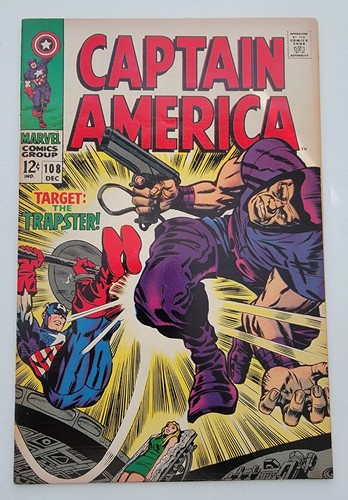 Captain America #108 VF+ Trapster App. Vintage Silver 1969 Jack Kirby ...