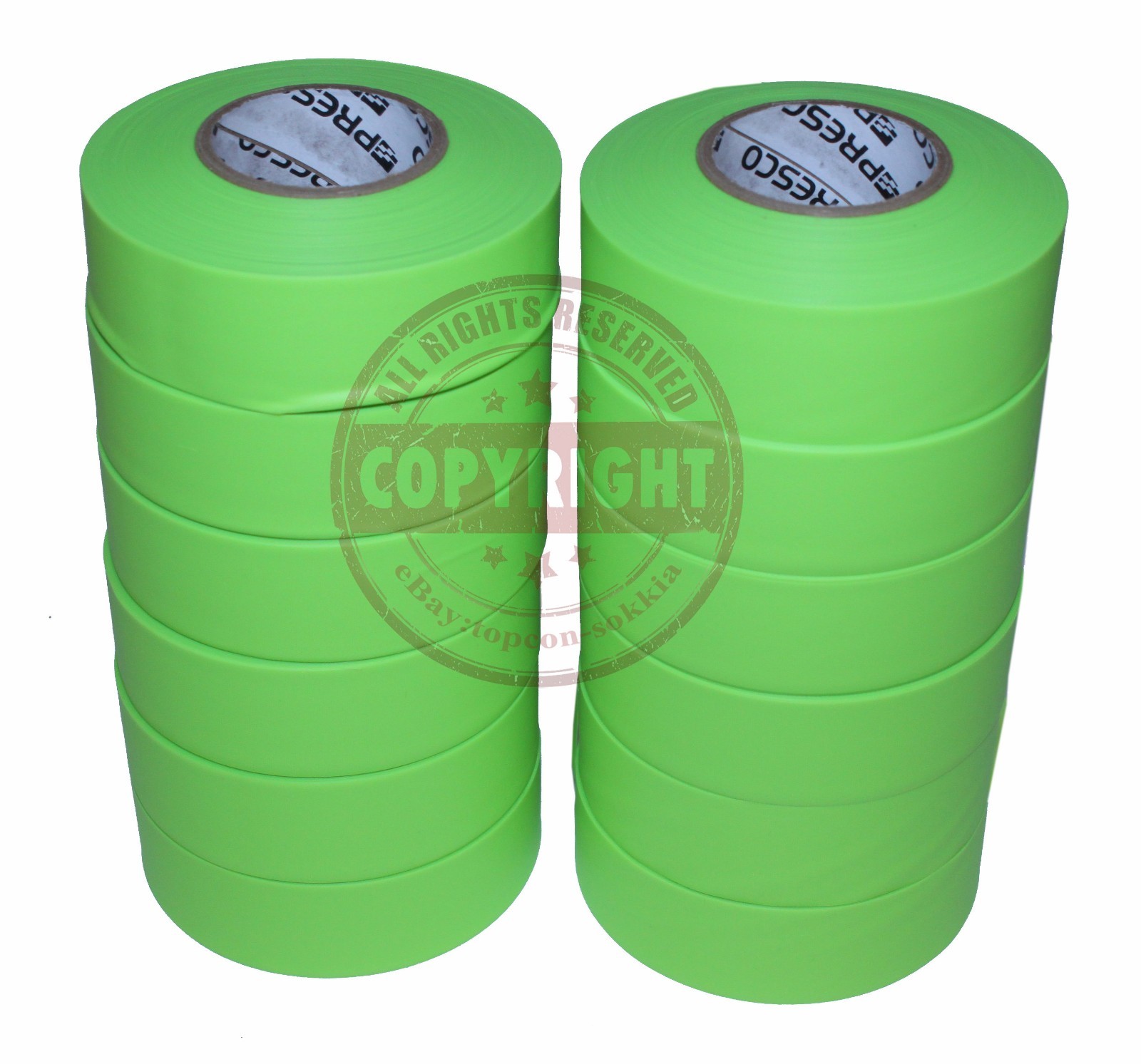 12 ROLLS PRESCO LIME GREEN SURVEYORS FLAGGING,SURVEYING,BOUNDARY ...