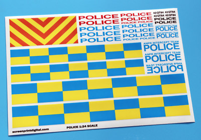 24th 1/24 model scale UK 'POLICE' INTERCEPTOR stickers decals set ...