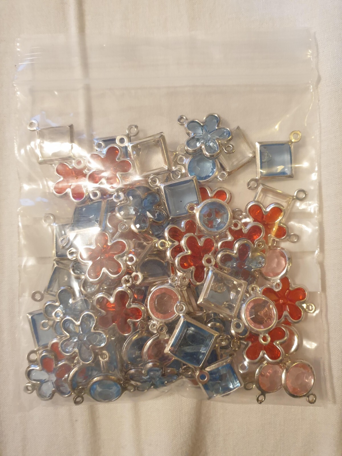 Clear acrylic beads for crafting, various shapes and colours, double ...