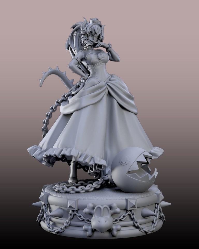 Bowsette 1/4 Painted 3D Printed 12K Figure Statue Resin Model Kit ...