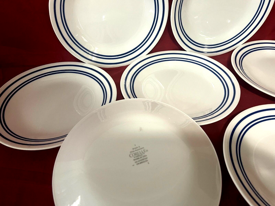 Corelle Classic Cafe Blue Set Of 7 Dessert/Bread Plates 6 3/4" USA | eBay