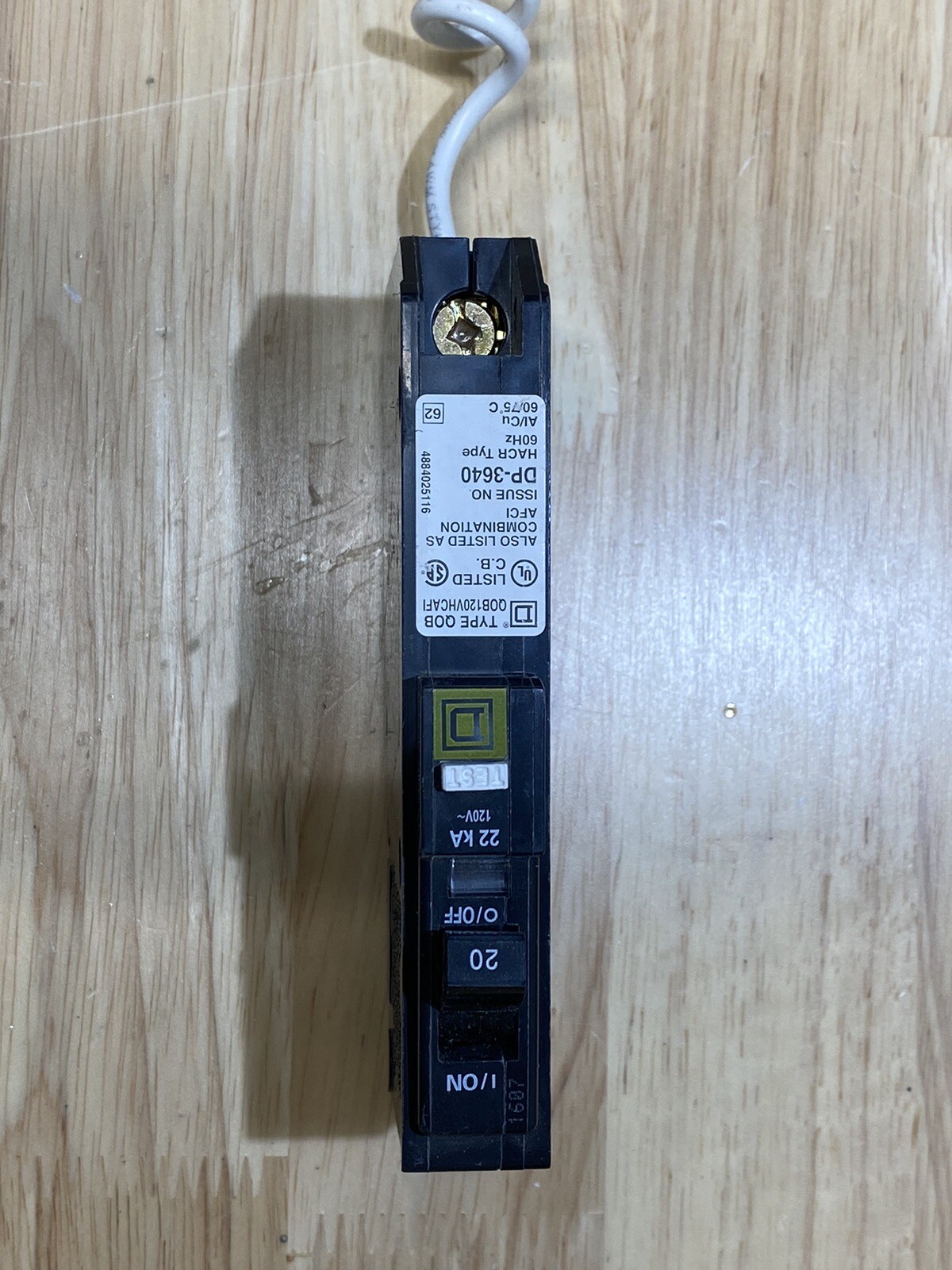 SQUARE D QOB120VHCAFI QOB 1 POLE 20 AMP CIRCUIT BREAKER QOB COMBINATION ...