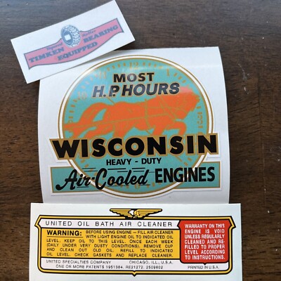 Wisconsin Engine Decal Most Horsepower Hours With Air Cleaner And ...