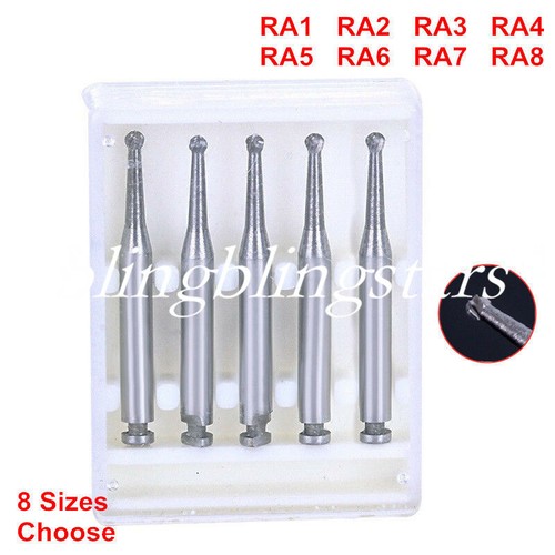 5 Pcs/Box Dental Carbide Bur Round for Slow Speed Latch Type RA#1-#8 ...