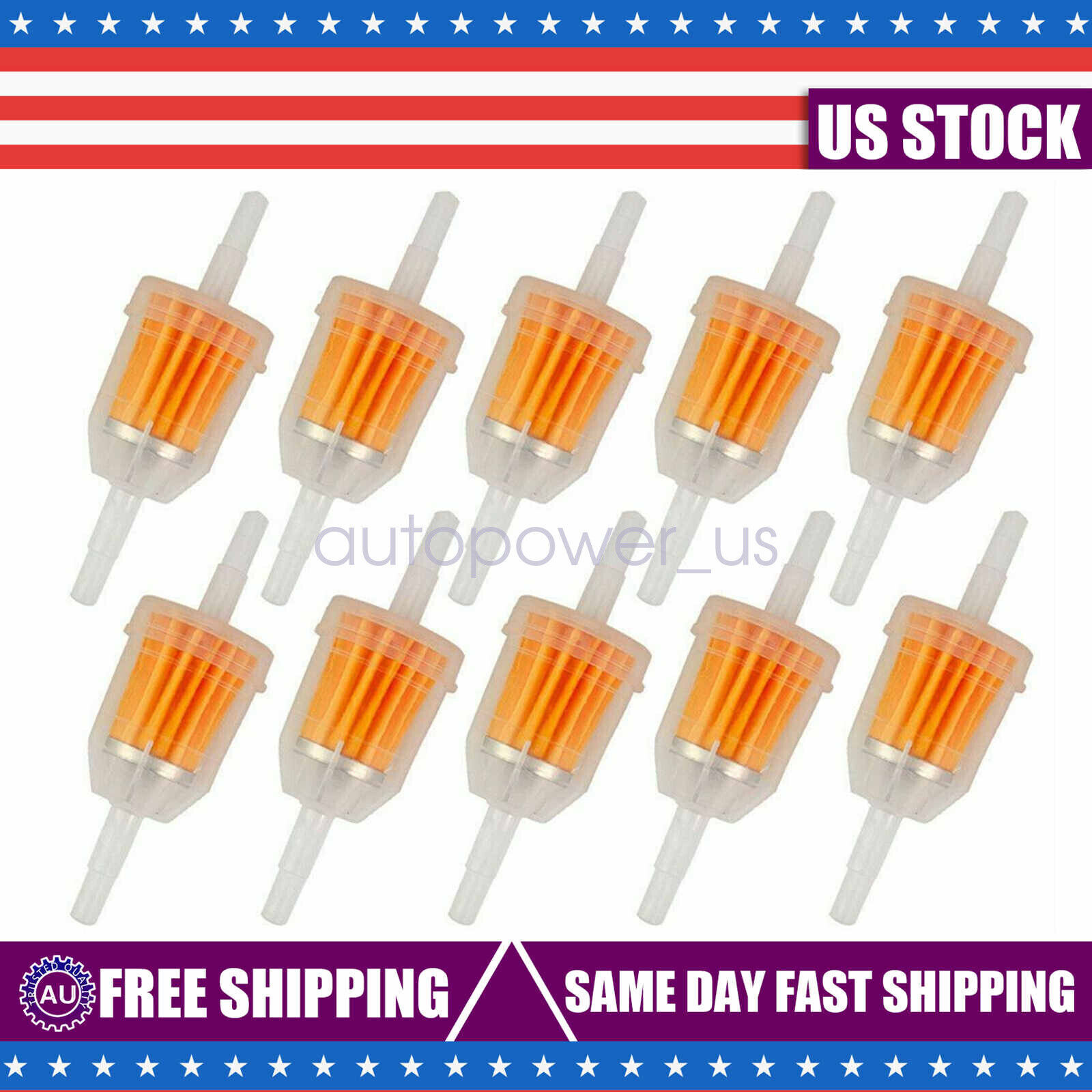 10PCS Motor Inline Gas Oil Fuel Filter Small Engine For 1/4'' 5/16 ...