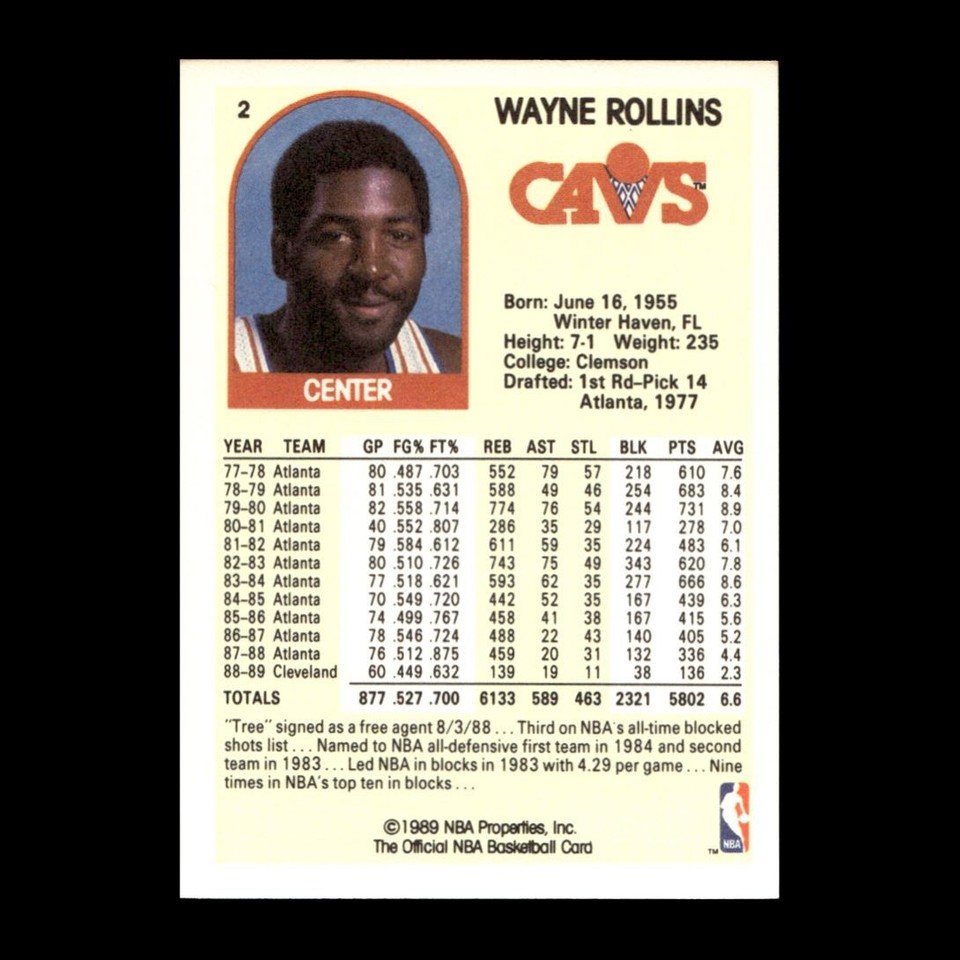 Wayne Rollins 1989-90 Hoops Cleveland Cavaliers #2 R328X 23 | eBay