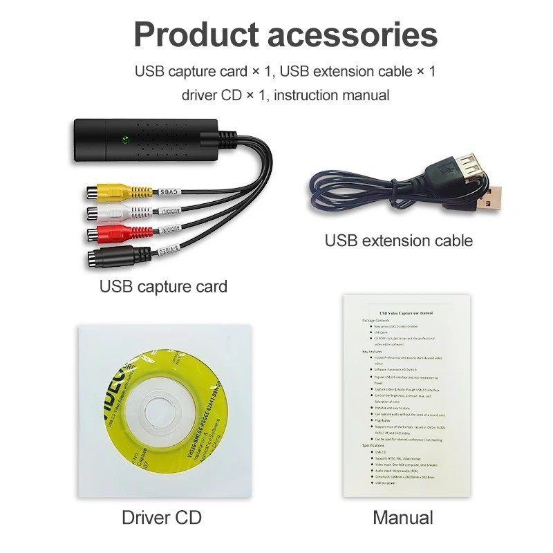 USB 2.0 Audio Video VHS to DVD VCR PC HDD Converter Adapter Digital ...