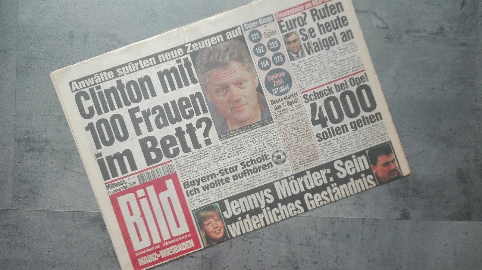 BILD Zeitung 21.1.1998 Bildzeitung 21.01.1998 März Geschenk Geburtstag ...