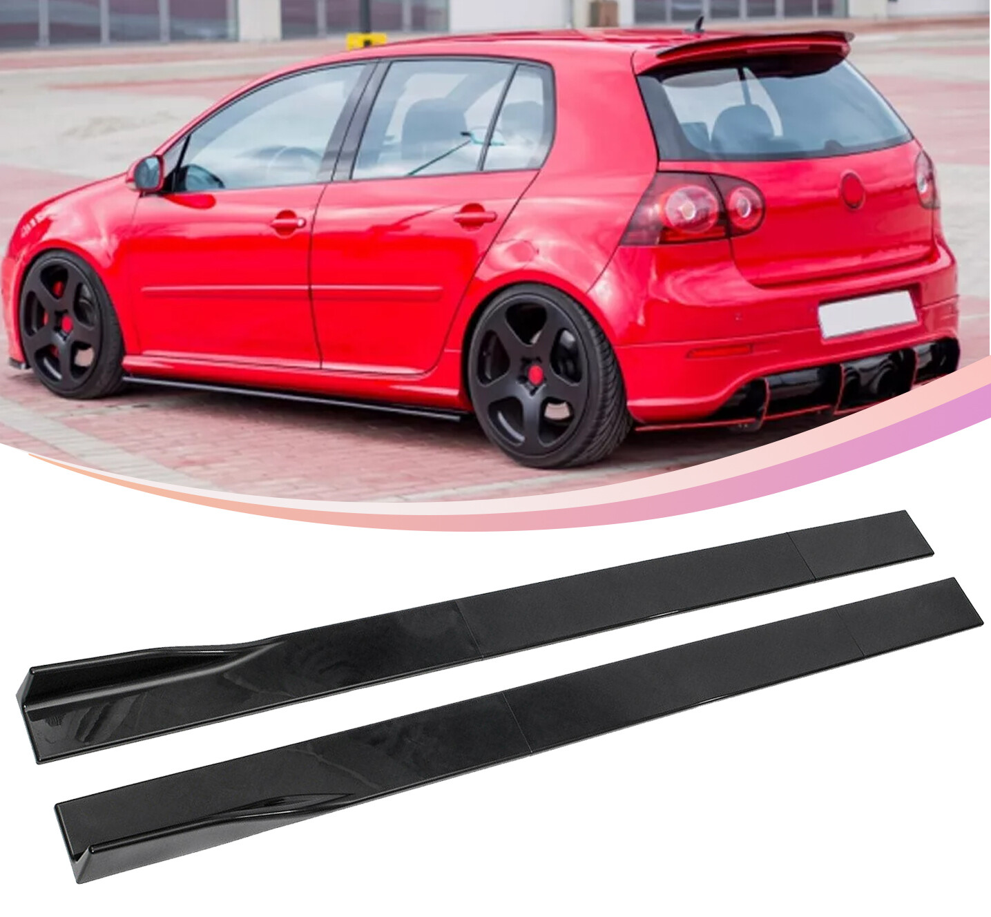 Fit VW Golf MK5 K6 MK7 78.7" Side Skirts Extension Rocker Panel PP ...