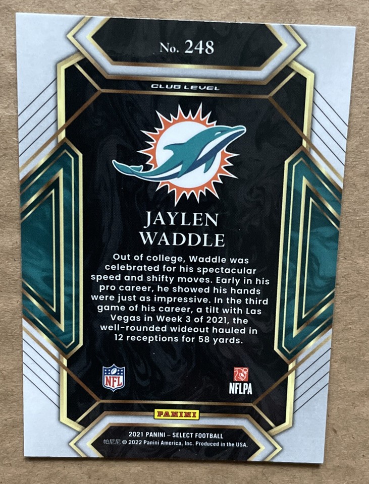 2021 Panini Select Jaylen Waddle Club Level Rookie Card RC #248 ...