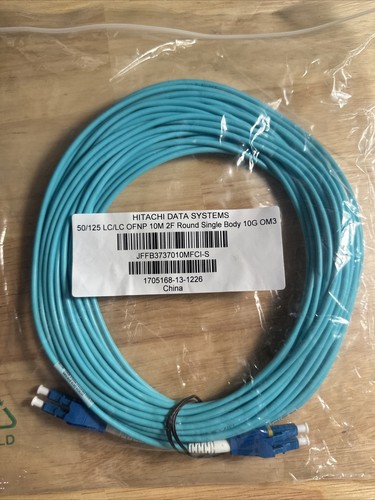 hitachi fiber optic cable new 50/125 lc/lc ofnp 10m 2f round single ...