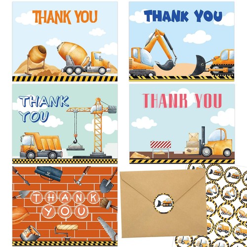 Construction Thank You Cards 24 Pack Kids Thank You Notes Greeting ...