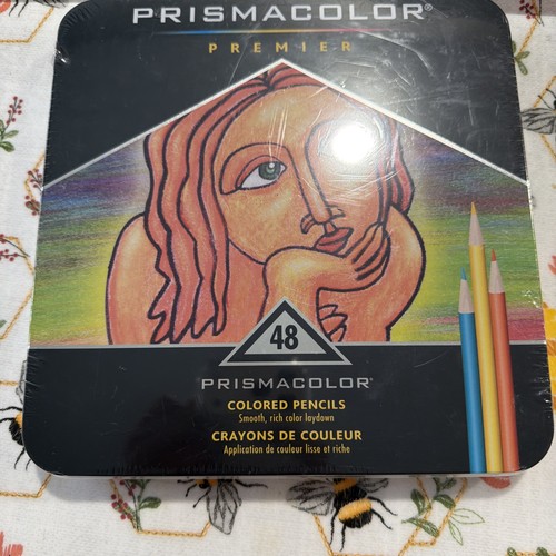 PRISMACOLOR PREMIER COLORED PENCILS Set of 48 in Metal Tin Drawing FINE ...