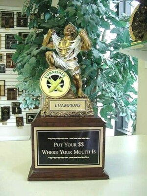 CORNHOLE CORN HOLE PERPETUAL TROPHY 16 YEAR MONSTER AWARD FREE HEADER ...