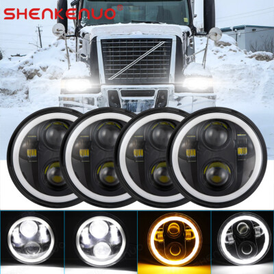 For Volvo VHD 2001-2019 4x 5-3/4" 5.75 Inch LED Projector Headlight ...