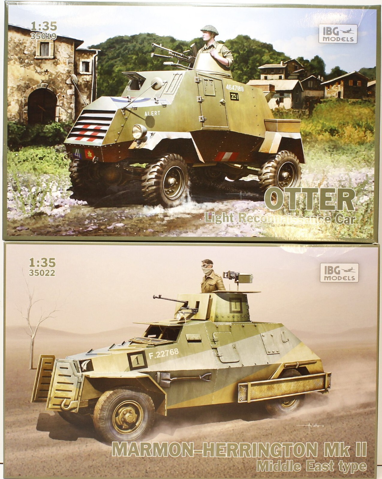 IBG Models lot of 2, 1/35, British Otter Recon Car and Marmon ...