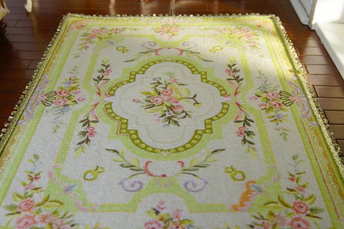 Dollhouse Fresh Green Pink Rose Floral NIce Lace Dollhouse Miniature 1/ ...