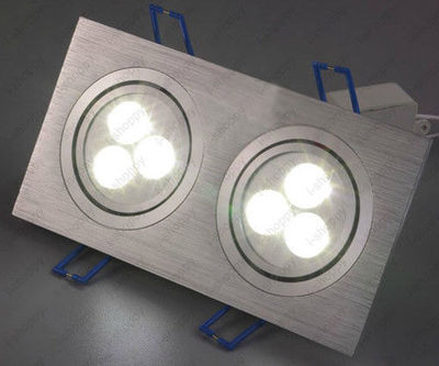 6W(2x3W) Dual-Head LED Ceiling Down Spot Light Fixture Grid Square Lamp ...
