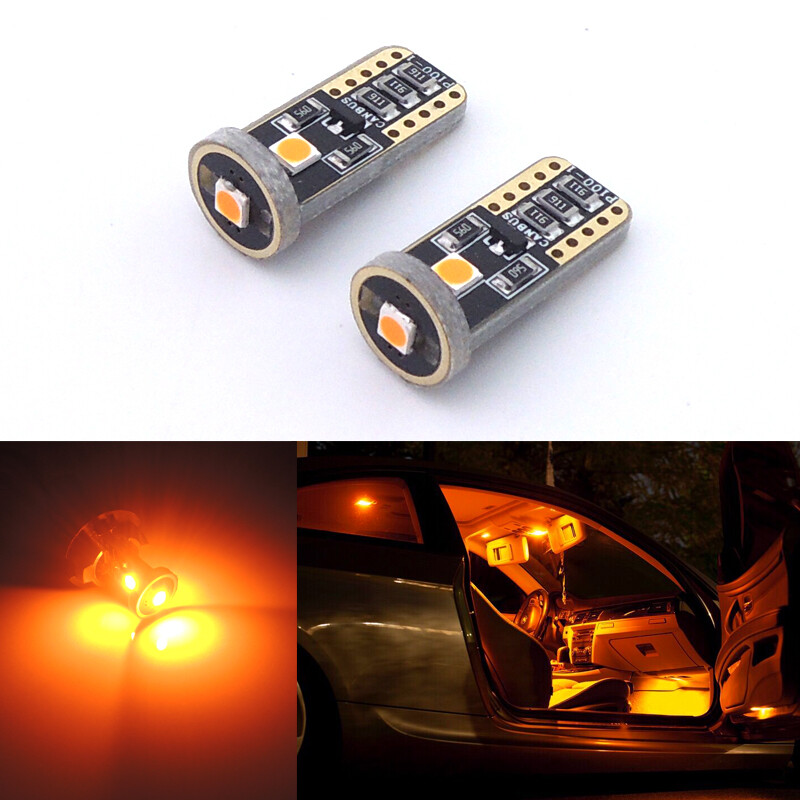 2pcs Amber Car Truck Interior Map Dome Lights LED Bulbs 168 194 2821 ...