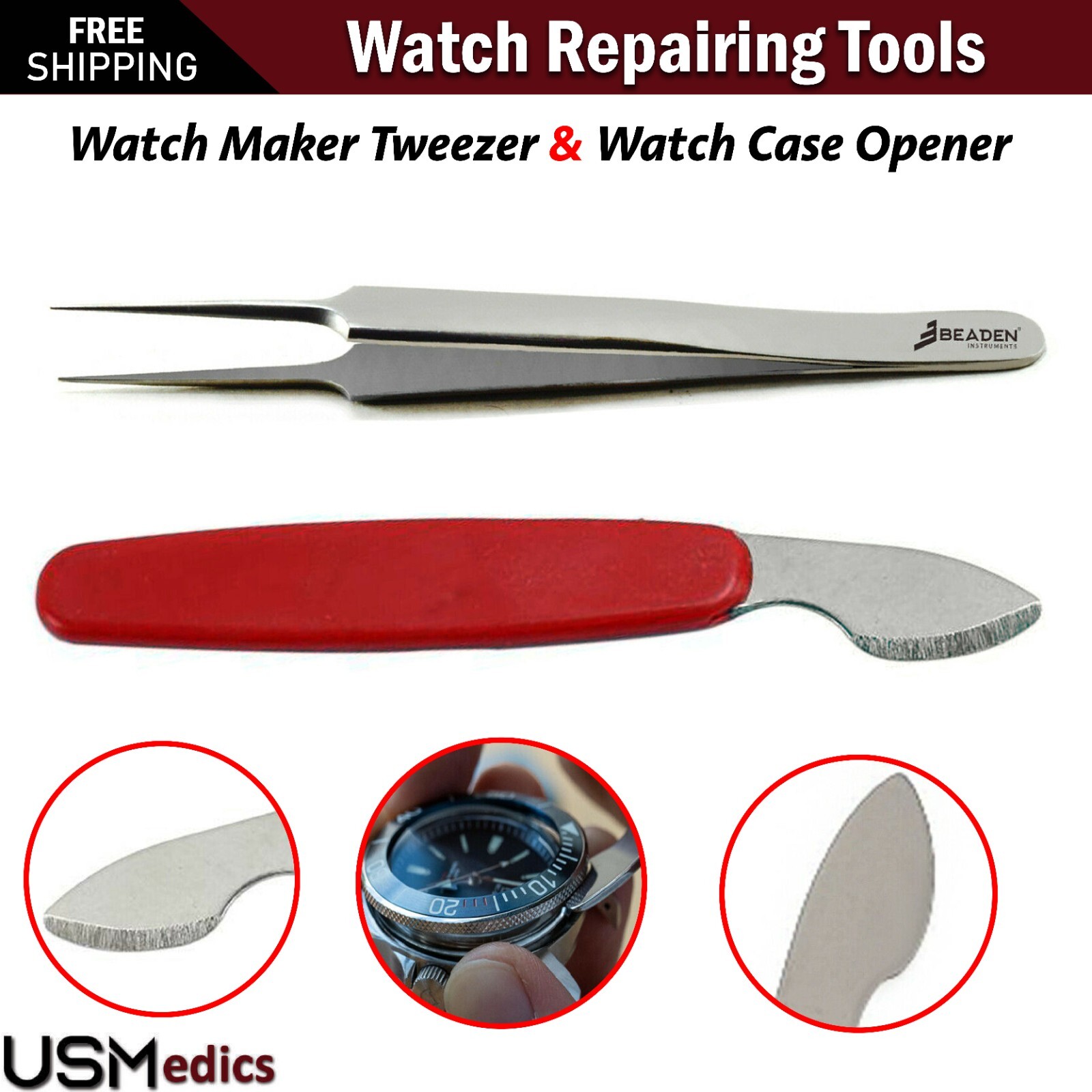 Watch Back Case Opener Remover knife Watch Repair Set watchmaker's ...