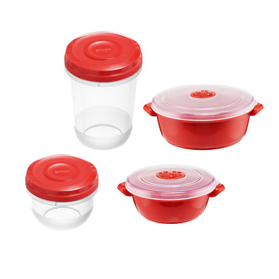 8pc MICROWAVE POT Food Bowl STORAGE CONTAINER Vented Microwavable Pots ...