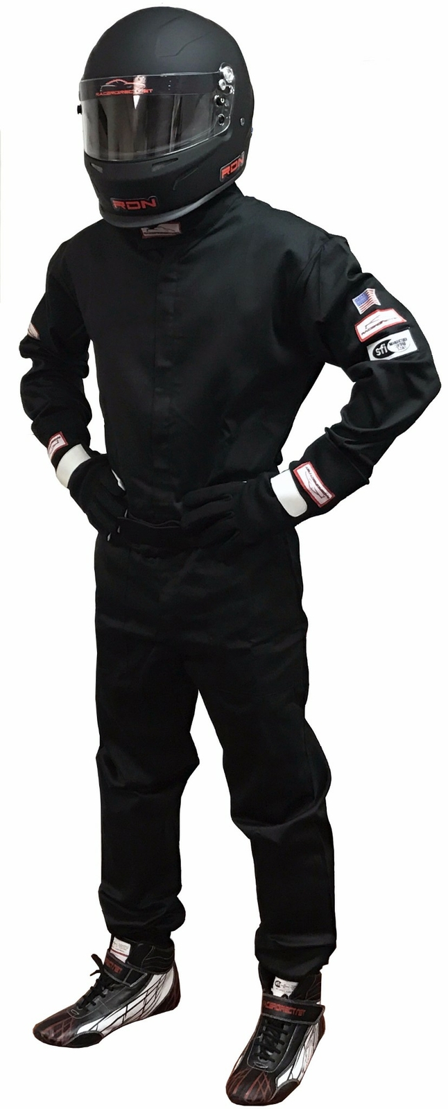 KIDS FIRE SUIT SFI 1 RACE SUIT SFI 3.2A/1 ONE PIECE SUIT BLACK SIZE ...