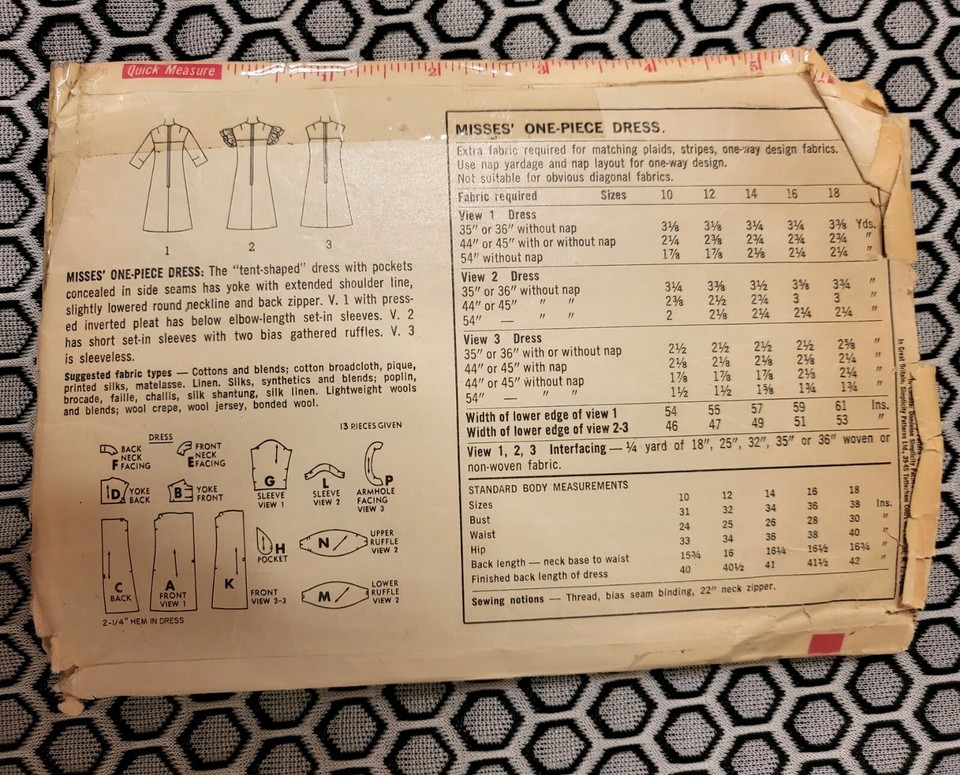 Vintage 60s Simplicity 6865 Tent Shift Dress Pattern Mod | eBay