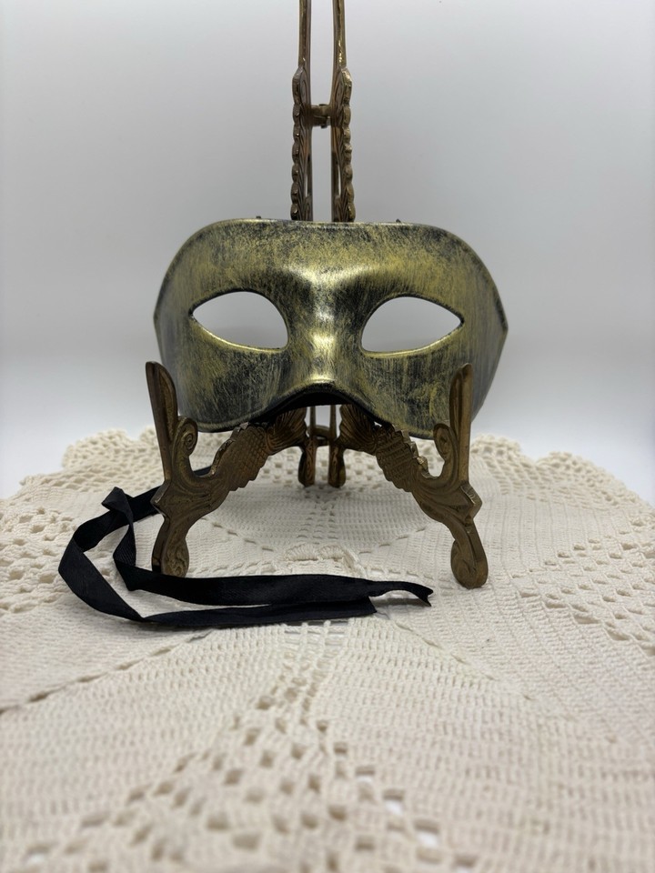 Venetian Style Masquerade Mask Antique Gold Colombina Half Mask Gothic ...