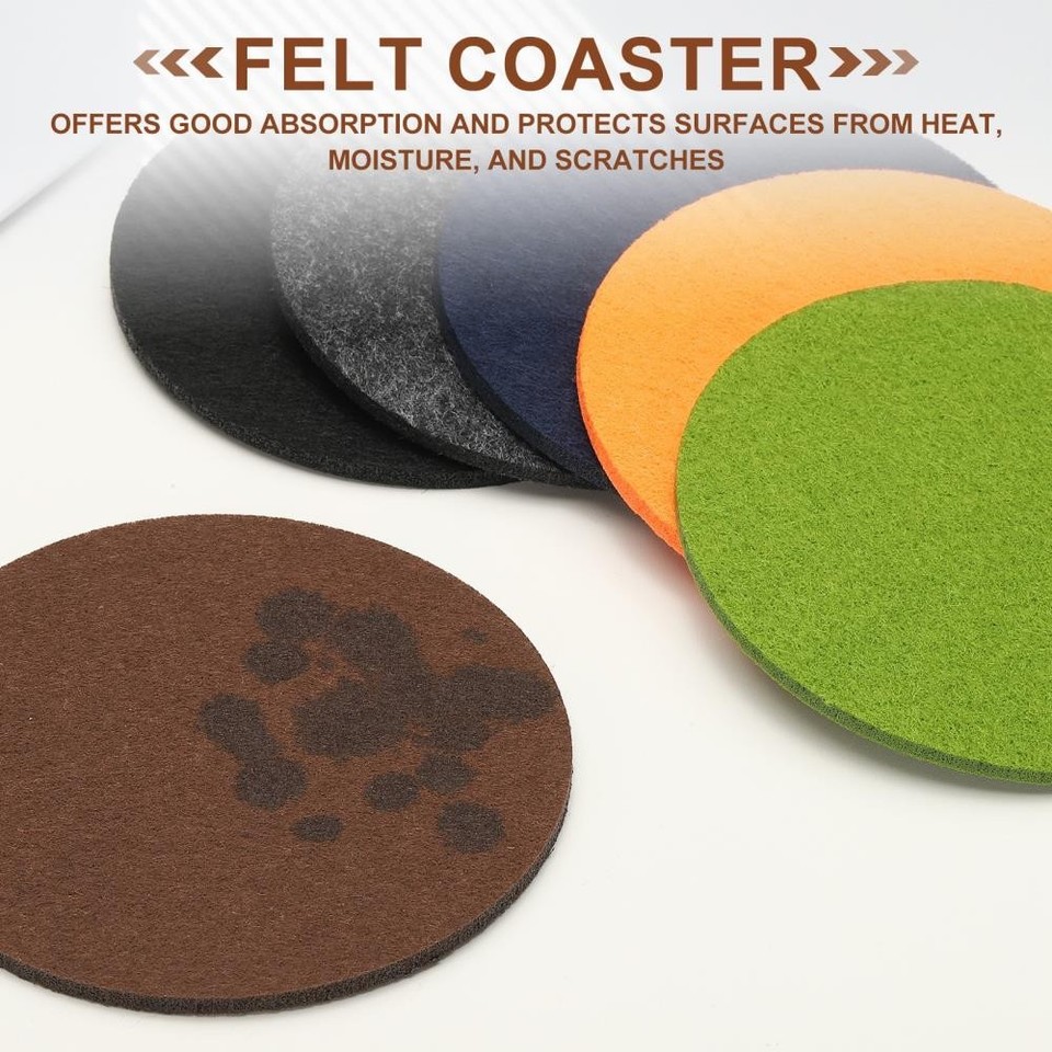 Felt Drink Coasters 3 Inch Coffee Cup Coasters Home Bar Use Navy Blue ...