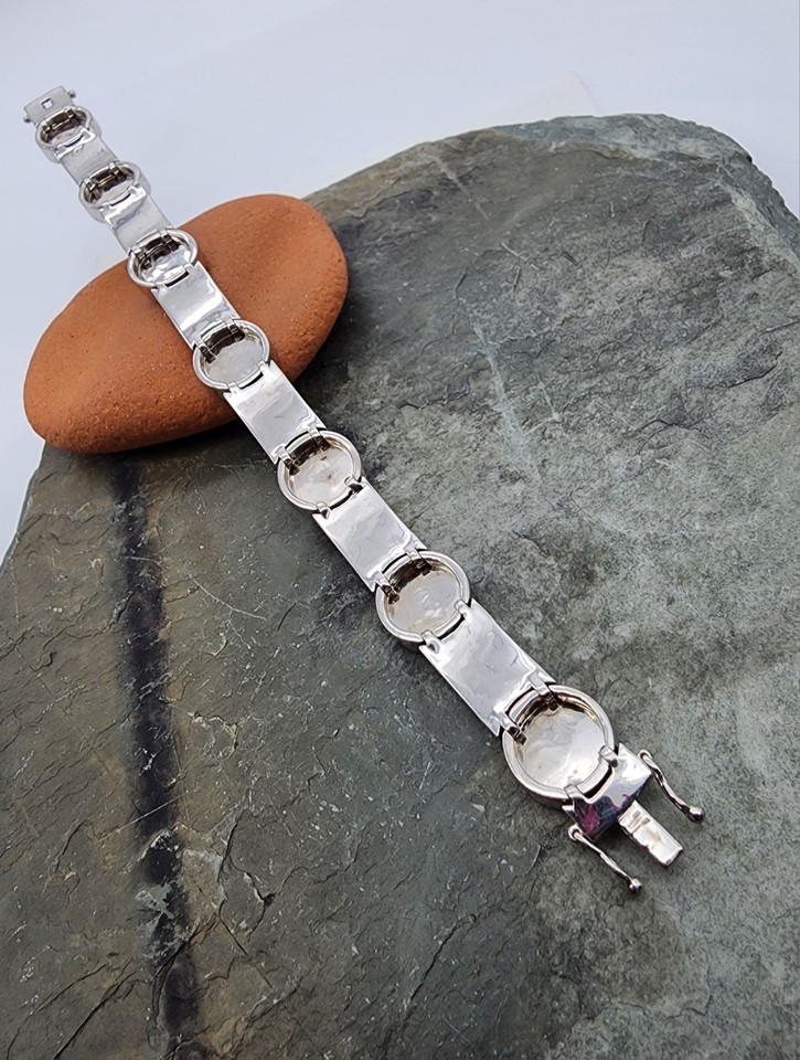 Sterling Silver 925 Lisa Welch Designs Dog Bowl Bone 7" Panel Bracelet ...