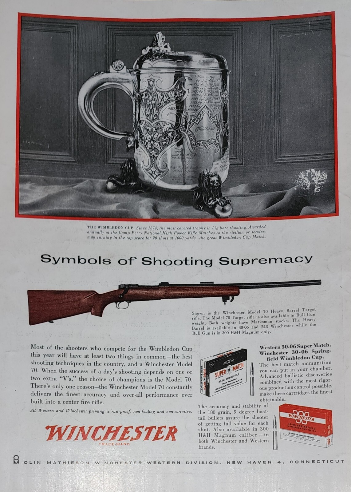 Winchester Rifle Gun Magazine Ad Picture Wimbledon Cup Vtg Shooting ...