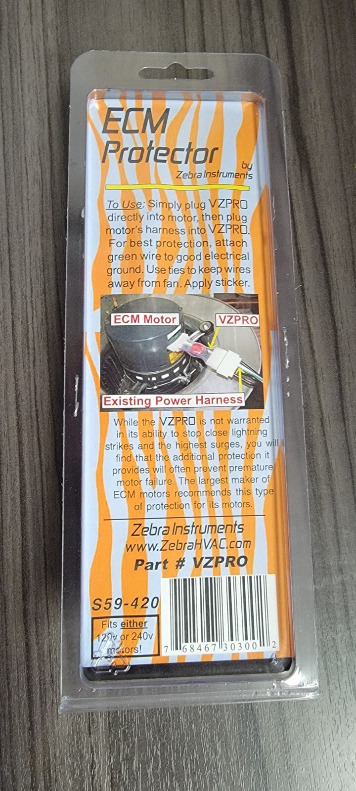 Zebra Instruments VZPRO ECM Motor Protector Surge Protection for 120 ...