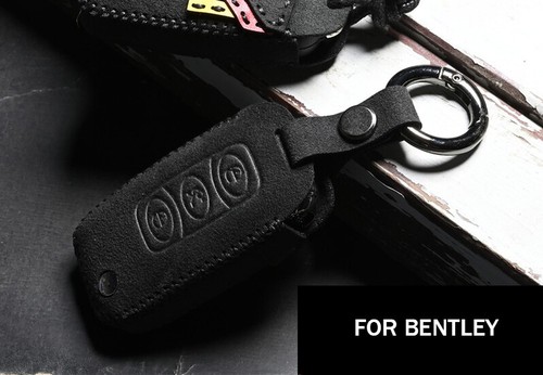 Alcantara Leather Car Key Fob Case Cover For Bentley Continental GT GTC ...