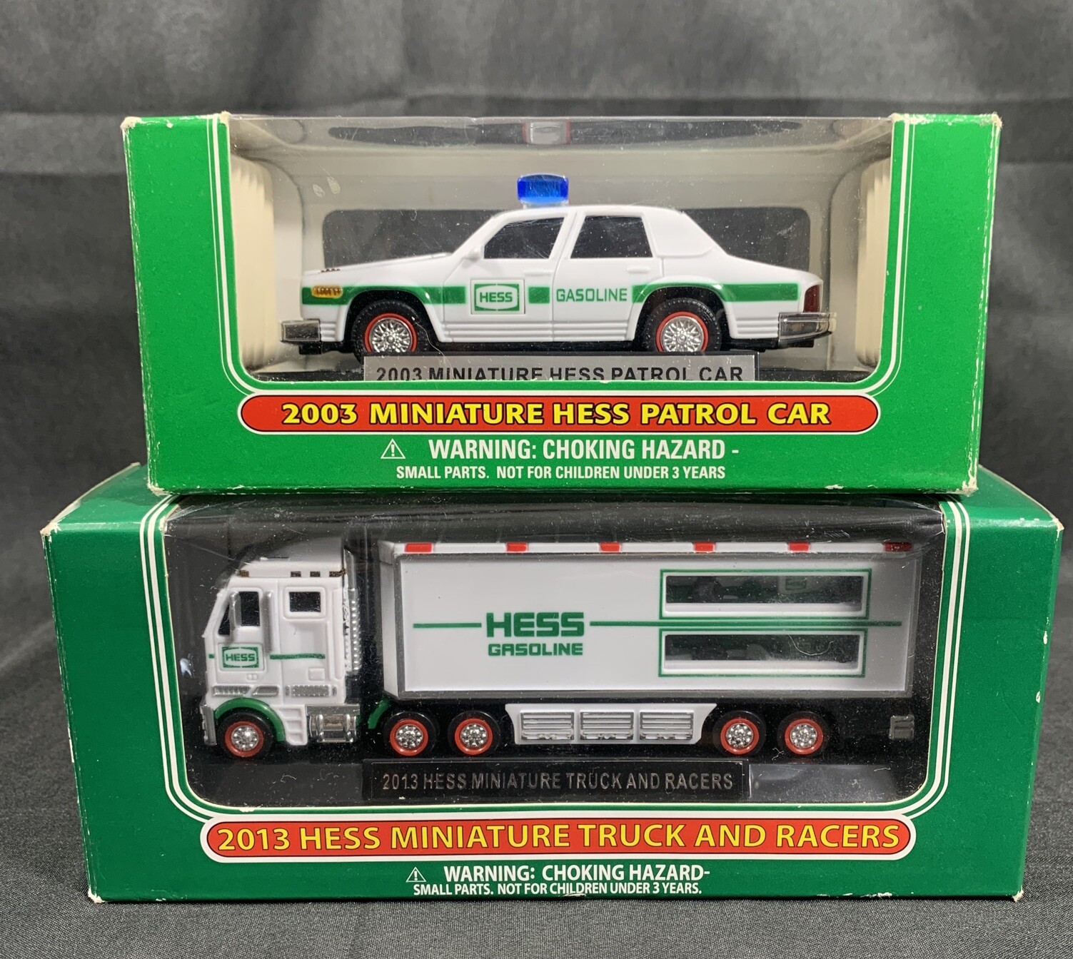 Hess Miniature Collection 2003 Patrol Car 2013 Truck, Racers Lot of 2 ...