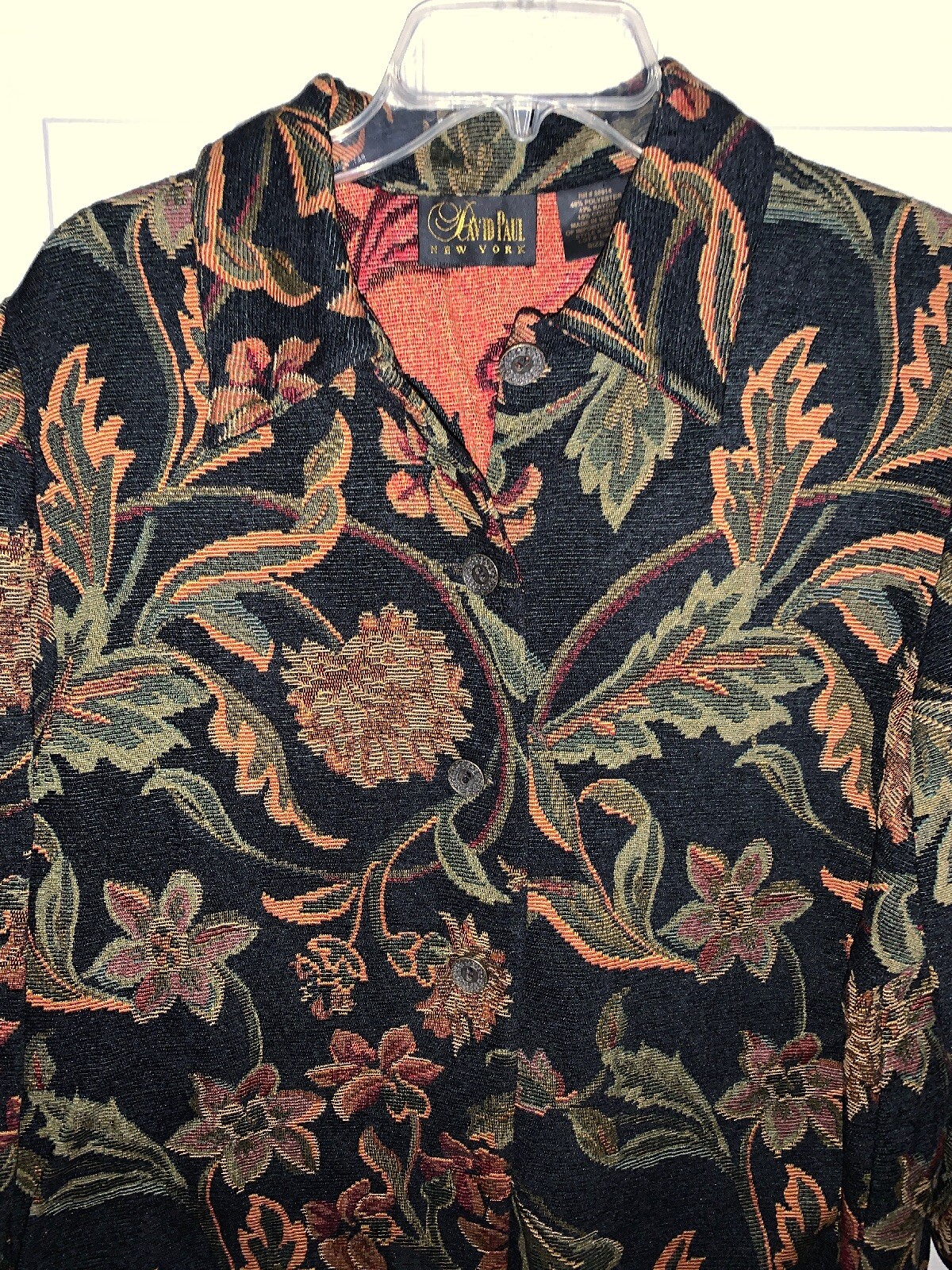 David Paul New York Womens Size XL Floral Toile Paisley Blazer Jacket ...