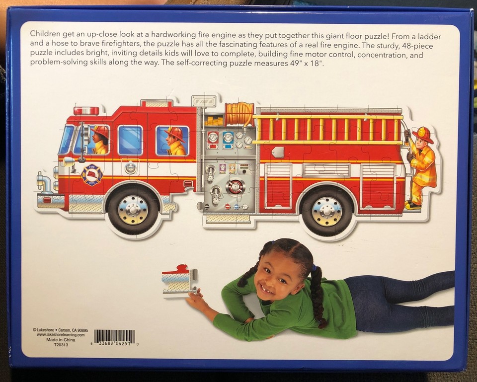 Lakeshore Fire Engine Floor Puzzle 48 Pc Giant Size Ages 3+ PP1108 49 ...