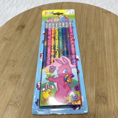 Vintage Lisa Frank Pencils New Sealed Easter Pencil Set Foil Bunny Pink ...