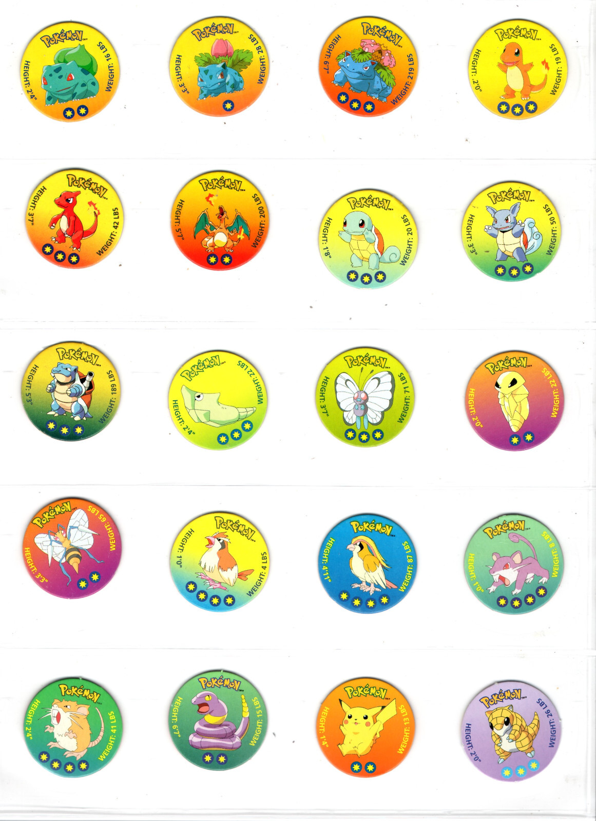 Pokemon Pog Cardboard Coin Tazos Nintendo 1998 Vintage You Choose | eBay