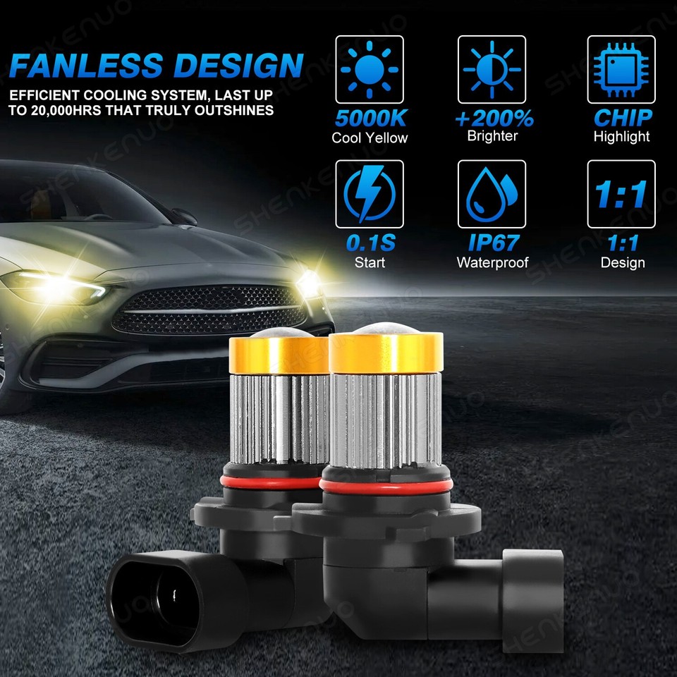 LED Fog Light Bulbs HB4 9006 Fog Light Bulb Yellow 5000K High Power DRL ...