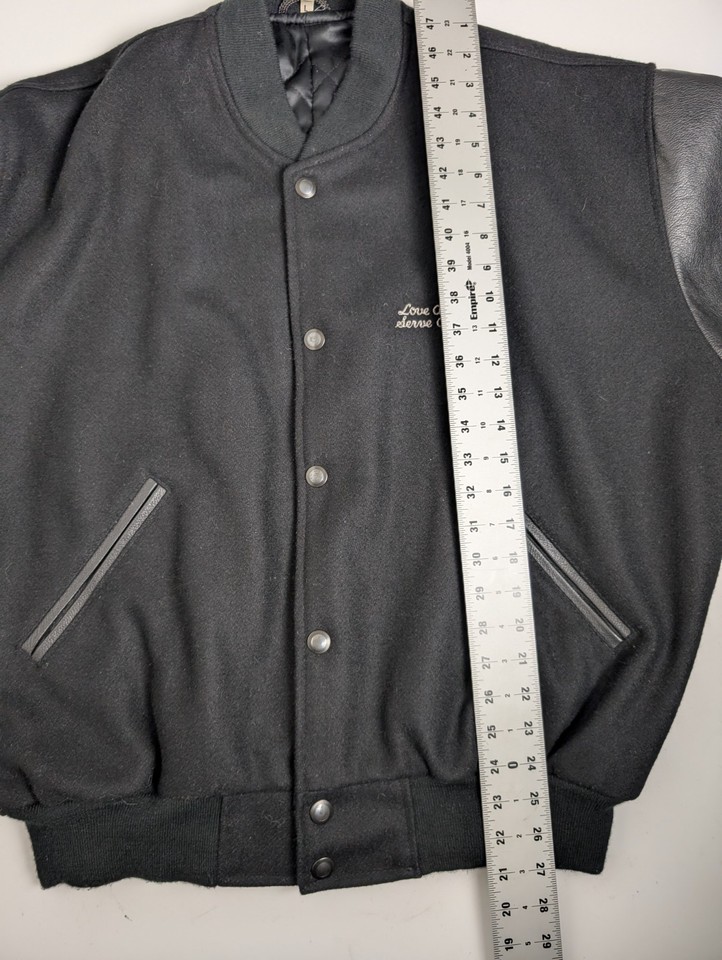 Hard Rock Cafe Vtg LONDON Varsity Jacket NEW Wool Leather Sleeves Black ...