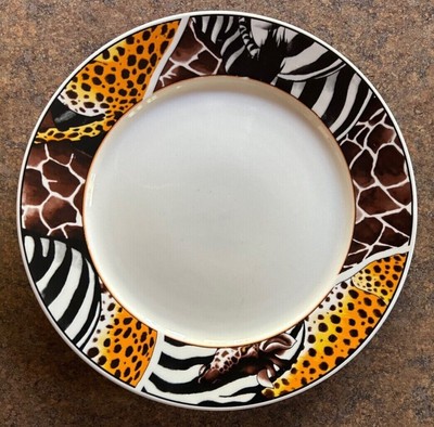 Set of 3 FC Porcelain Animal Print 10.5" Dinner Plates Giraffe Zebra ...