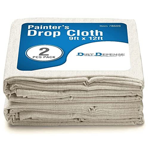 Pack of 2 Canvas Drop Cloth Cotton Tarp 9x12 Large Canvas Tarp for Art ...