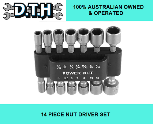 14 PIECE METRIC & IMPERIAL NUT DRIVER SET 1/4'' HEX DRIVE NON MAGNETIC ...